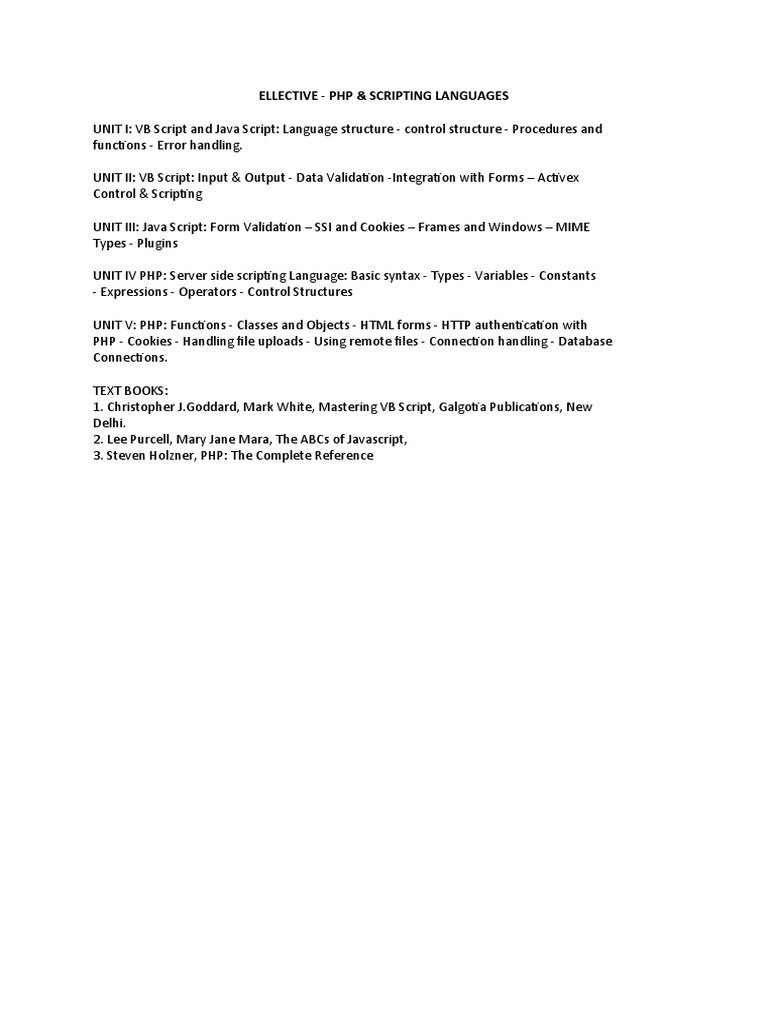 PHP Syllabus 1 | PDF