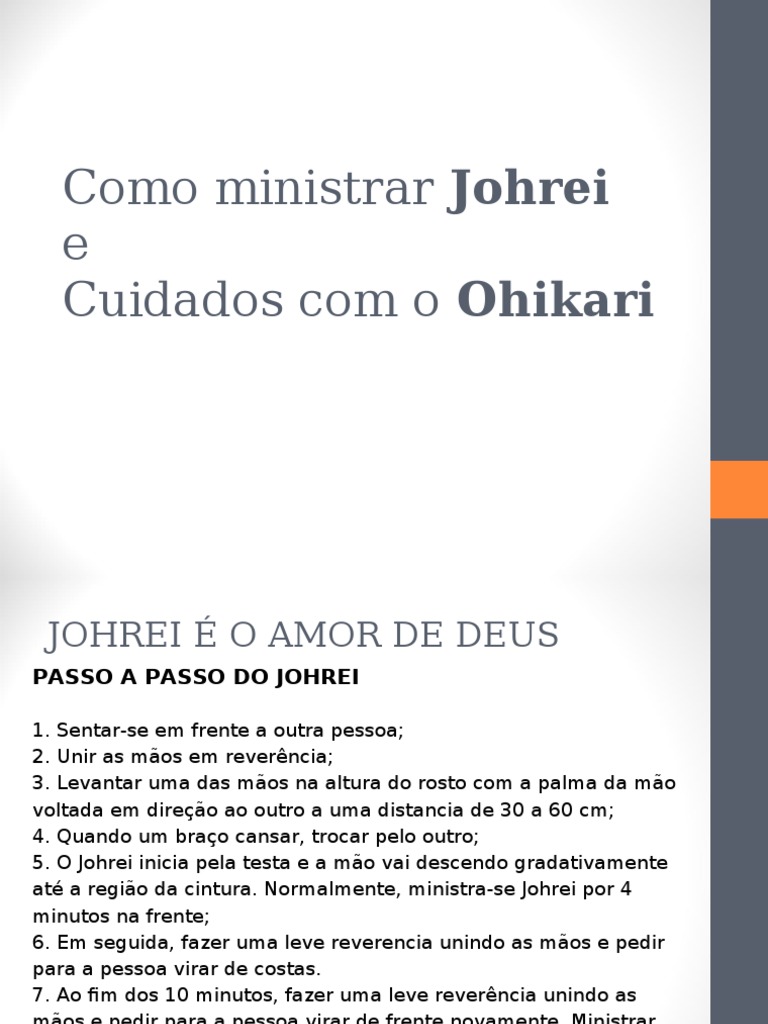 Como Ministrar Johrei & Cuidados Com Ohikari | PDF | Sobrenatural | Science