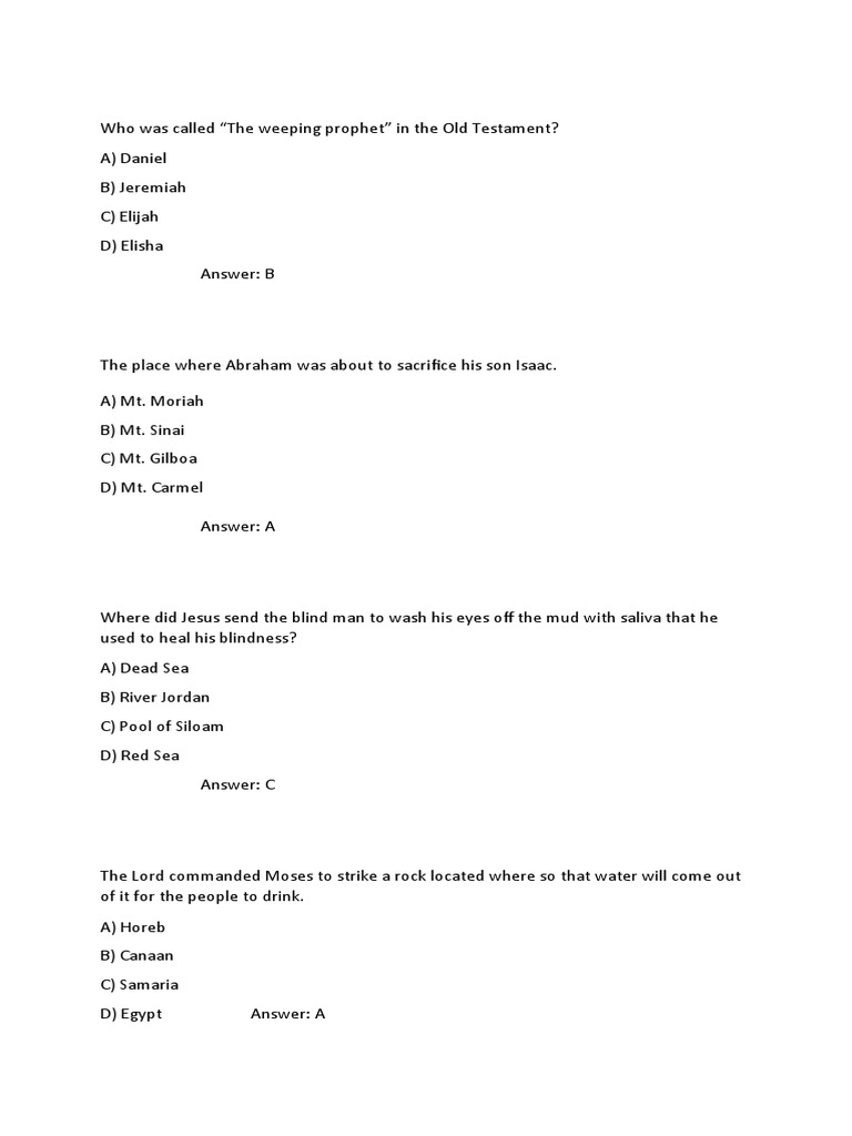 Division Question Bible Trivia | PDF | Religion & Spirituality