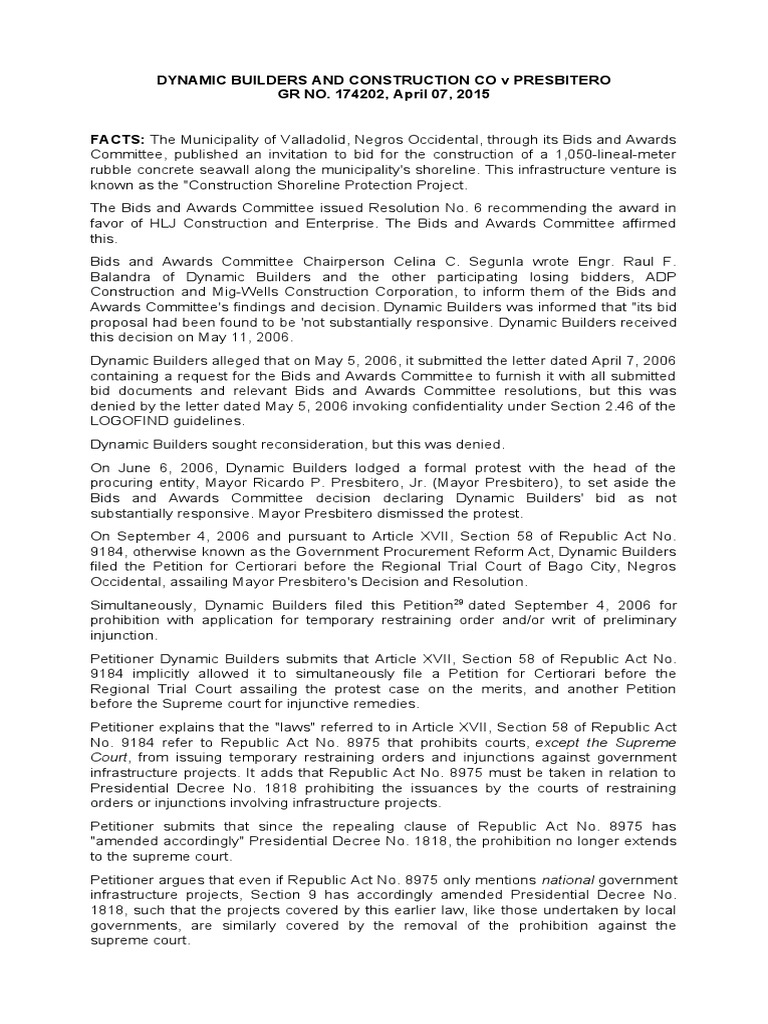 Dynamic Builders | PDF | Writ Of Prohibition | Injunction