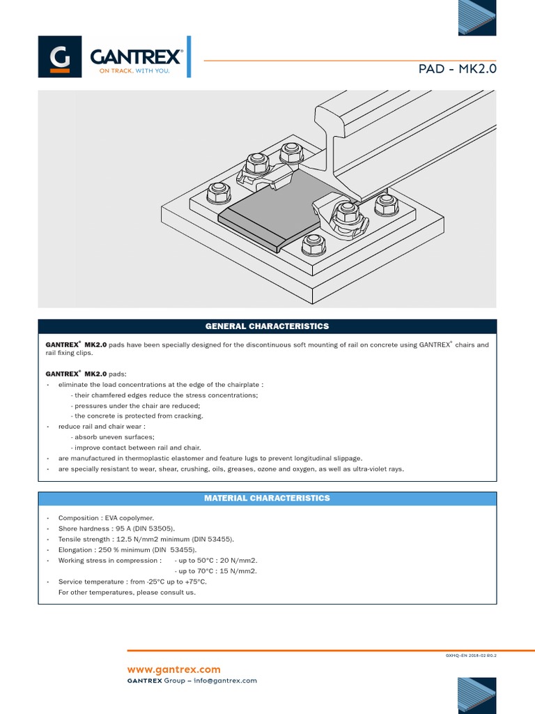 Gantrex Mk20 Pad Data Sheet Metric | PDF | Stress (Mechanics ...