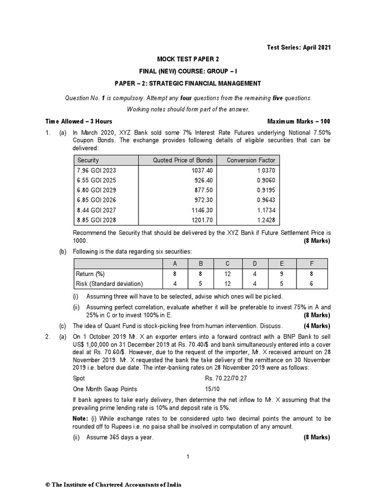 Question No. 1 Is Compulsory. Attempt Any Four Questions From The ...