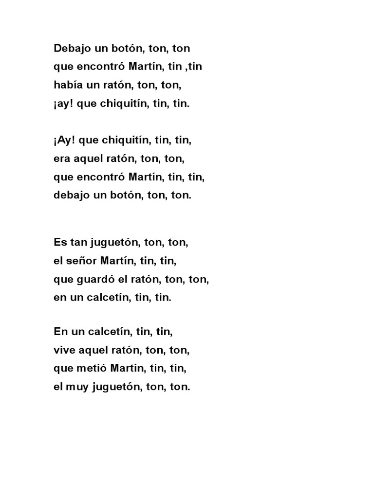 Canción 'Debajo Un Botón' | PDF