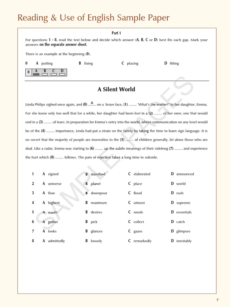 Pages: Reading & Use of English Sample Paper | PDF | Nature