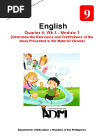 English 9 Third Quarter - Module 2: Determine The Relevance and Truthfulness of The Ideas in A ...