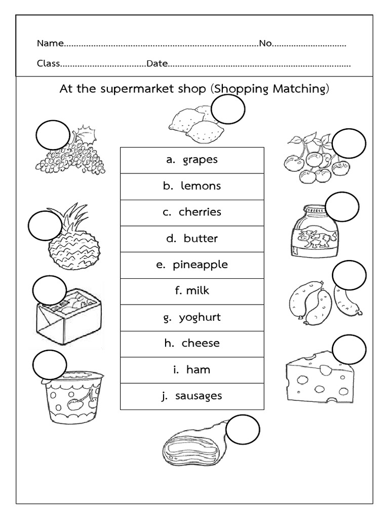 Supermarket Shopping Matching Activity | PDF | Western Cuisine ...