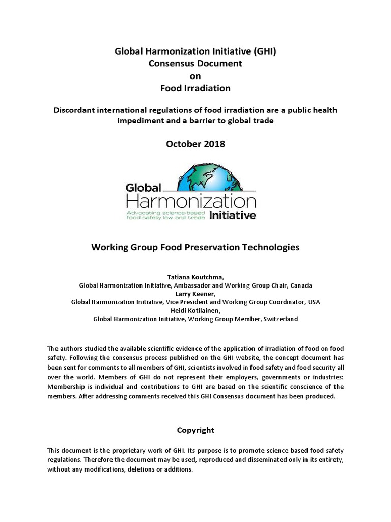 GHI Food Irradiation October 2018 | PDF | Absorbed Dose | Foods