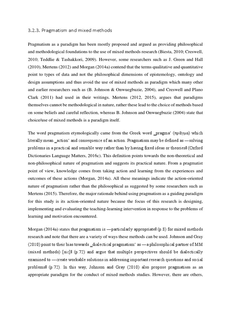 Pragmatism and Mixed Methods | PDF | Pragmatism | Reality