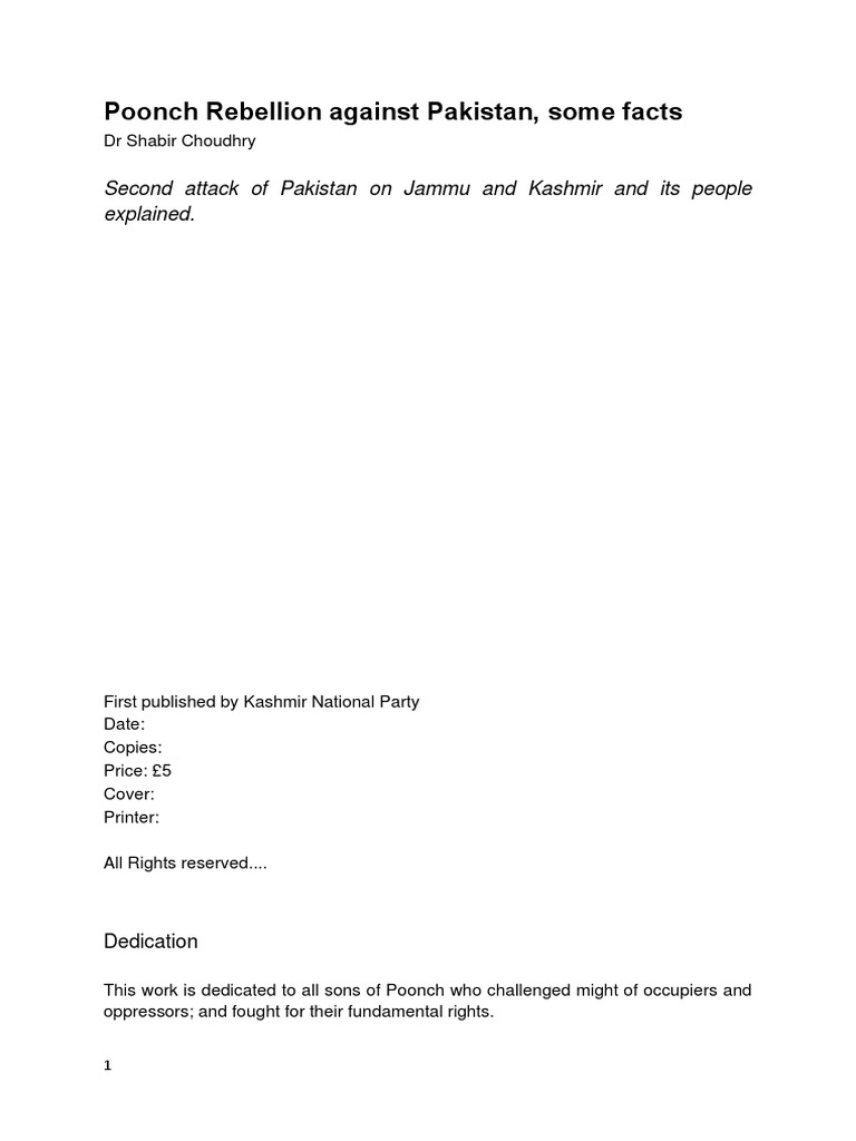 Poonch Rebellion Against Pakistan, Some Facts | PDF | Muhammad Ali ...