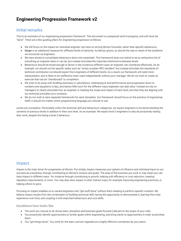 Engineering Progression Framework v2: Initial Remarks | PDF | Engineer ...