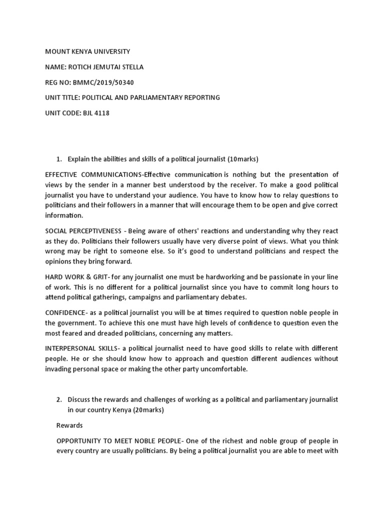 Political and Parliamentary Reporting | PDF | Journalist | News