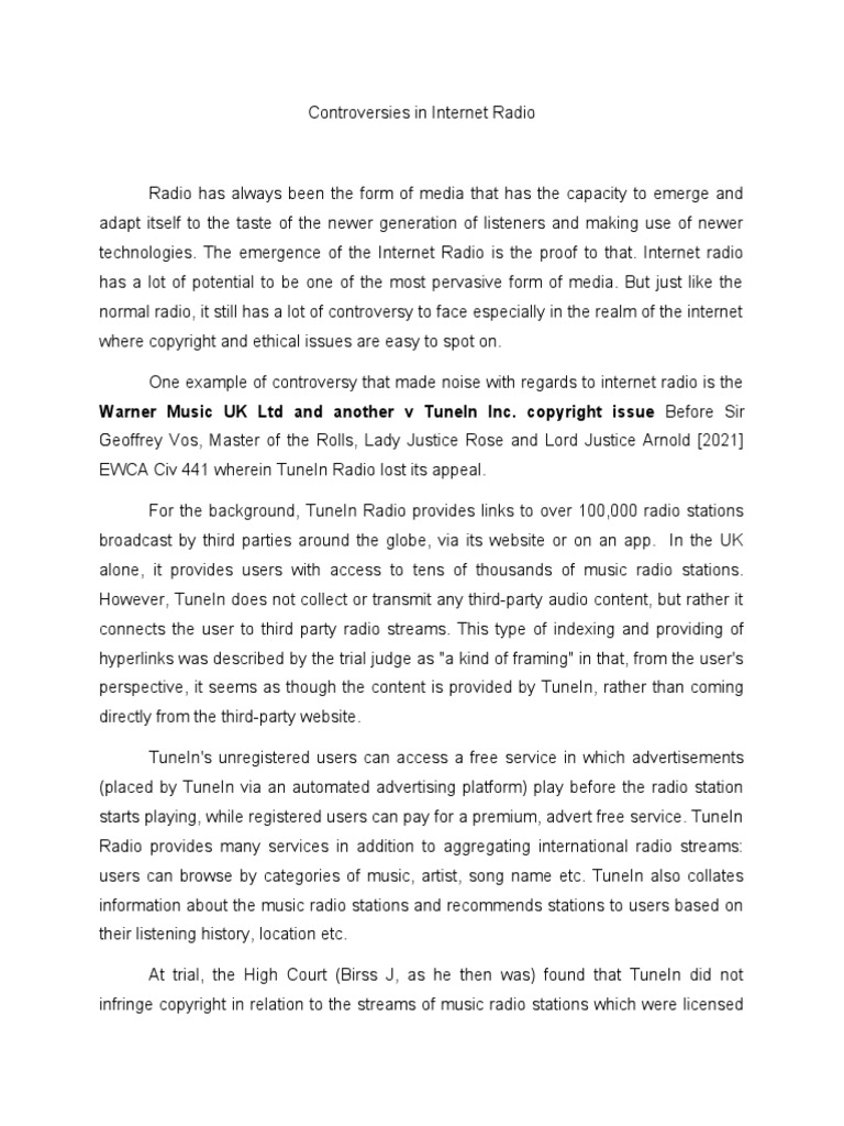 Controversies in Internet Radio | PDF | Streaming Media | Mass Media