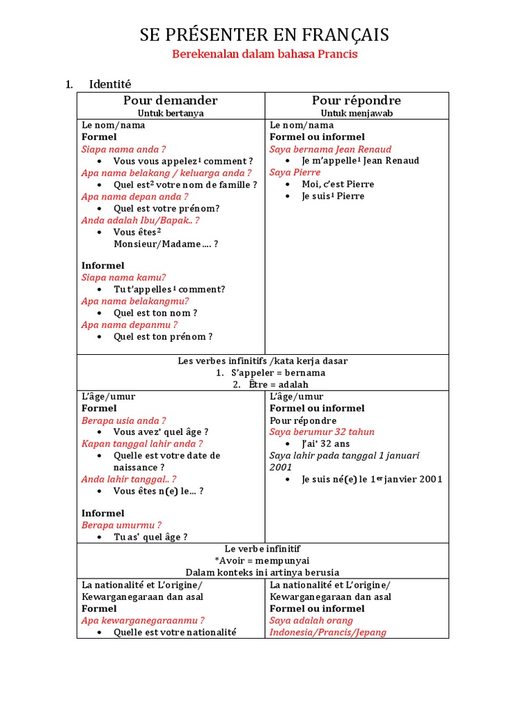 Se Présenter en Français | PDF | Genre grammatical | Taxonomie