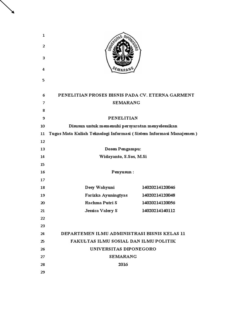 Proses Bisnis CV Eterna Garment | PDF