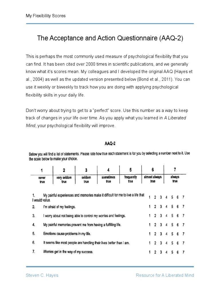 The Acceptance and Action Questionnaire | PDF | Psychological Schools | Psychiatry Related Fields