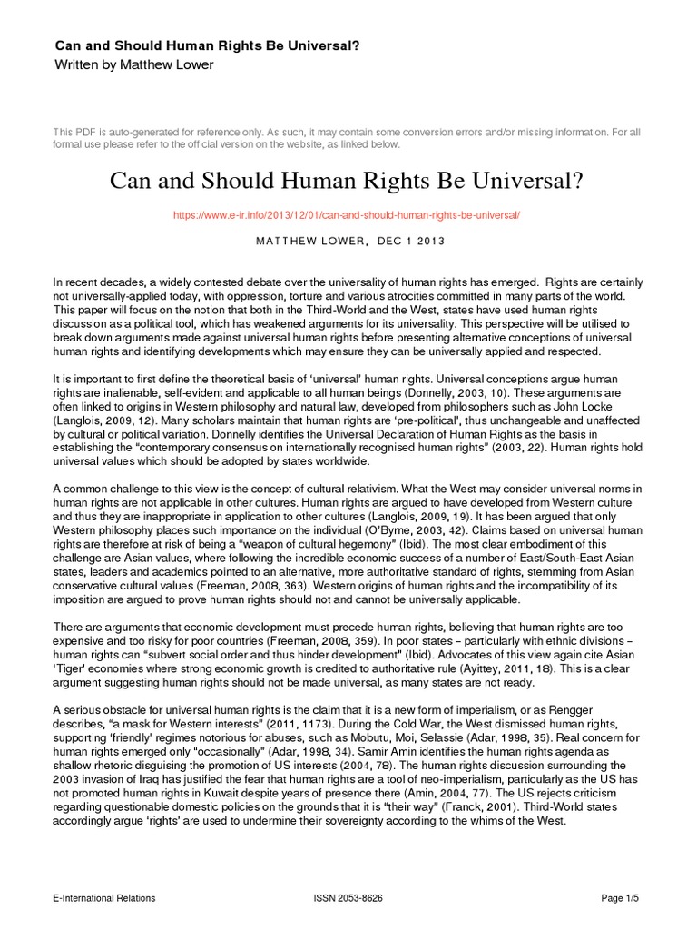 Can and Should Human Rights Be Universal | PDF | Civil Society | Human ...