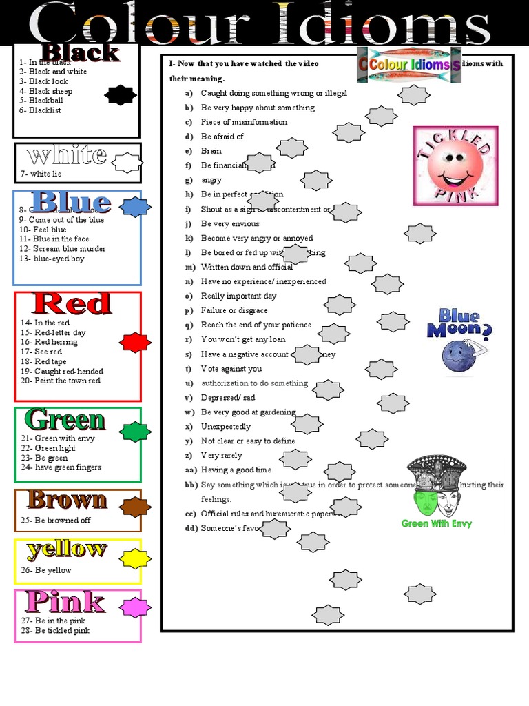 Color Idioms and Their Meanings | PDF
