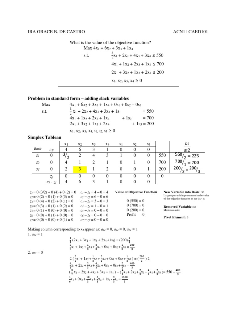 Simplex Method Additional Activity | Download Free PDF | Algorithms And Data Structures ...