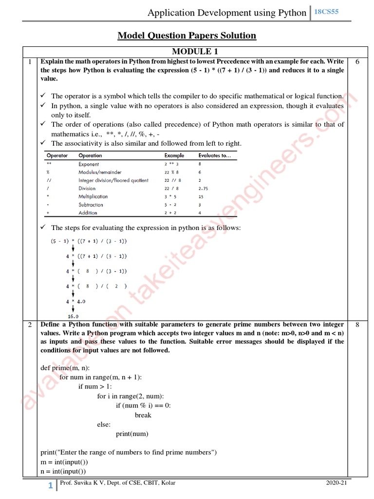 Model Question Papers Solution | PDF | Class (Computer Programming ...
