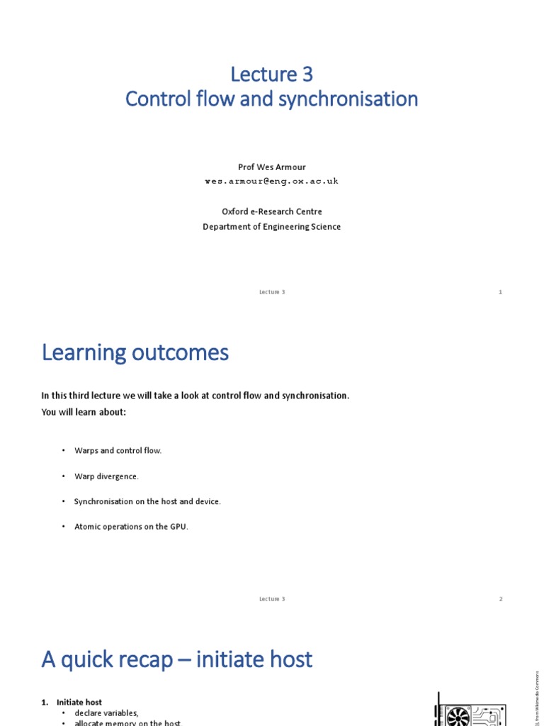 Control Flow and Synchronisation: Prof Wes Armour Wes - Armour@eng - Ox.ac - Uk | PDF | Integer ...