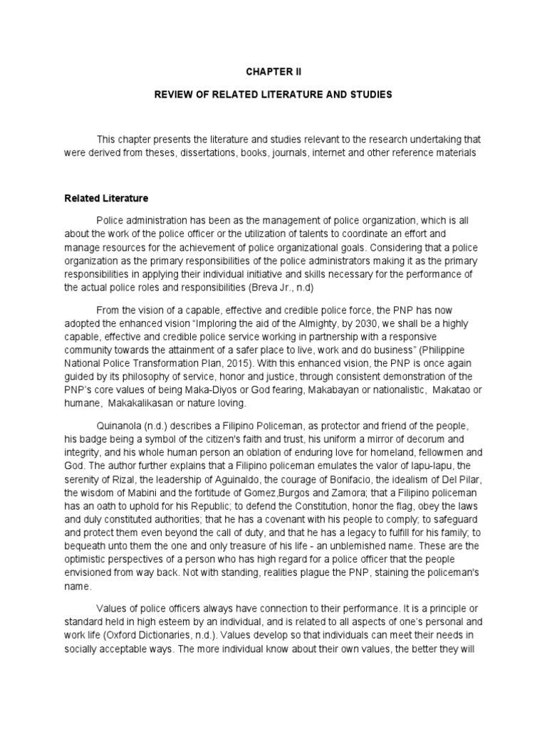Chapter II Review of Related Literature | PDF | Value (Ethics) | Police