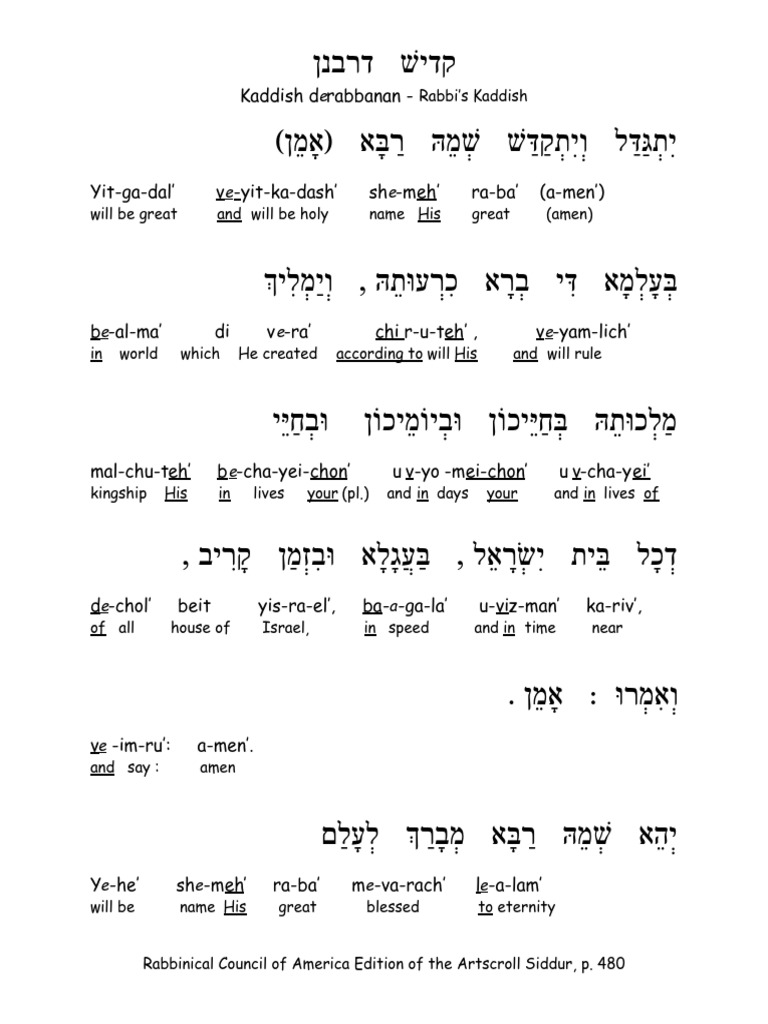 Rabbinical Kaddish Prayer | PDF | Jewish Belief And Doctrine | Torah