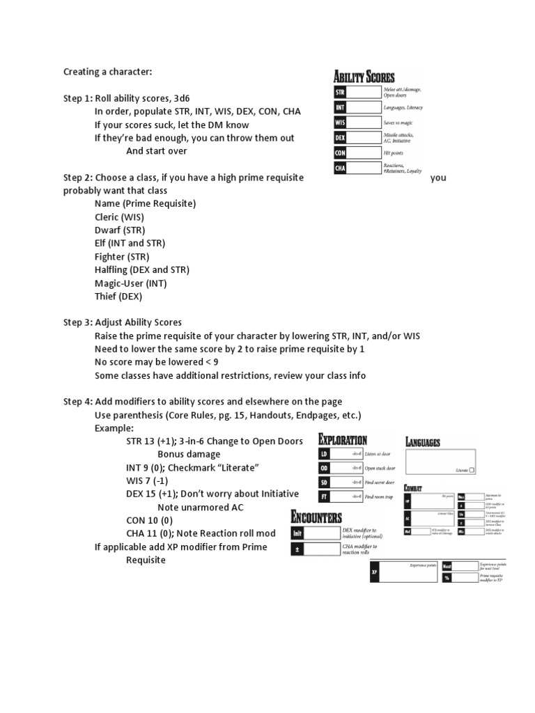 Old-School Essentials - Character Creation Step-By-Step | PDF | Wizards ...