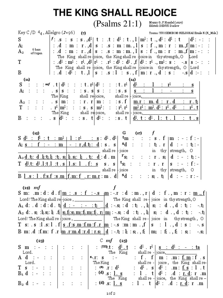 950 - The King Shall Rejoice | PDF | Music Based On The Bible | Choral Music