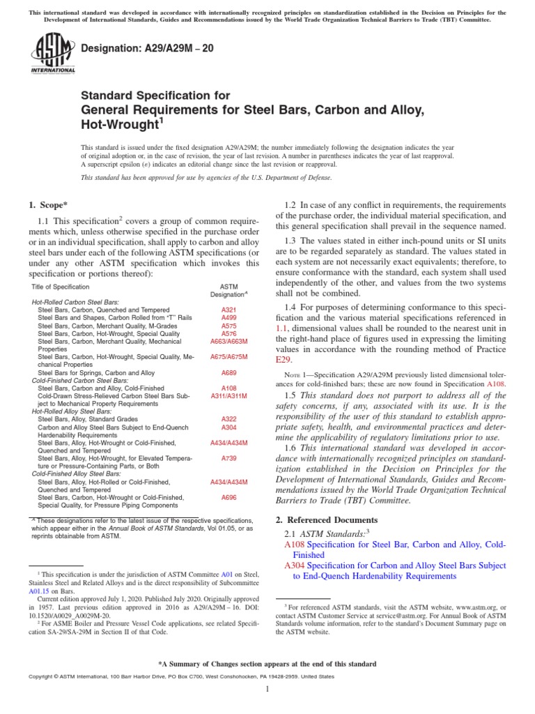 Astm A29-20 | PDF | Steel | Specification (Technical Standard)