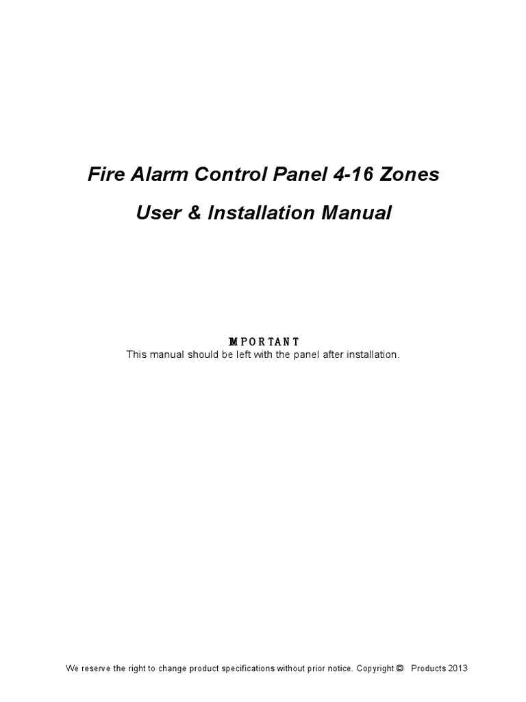 Fire Alarm Control Panel 4-16 Zones User & Installation Manual | PDF ...