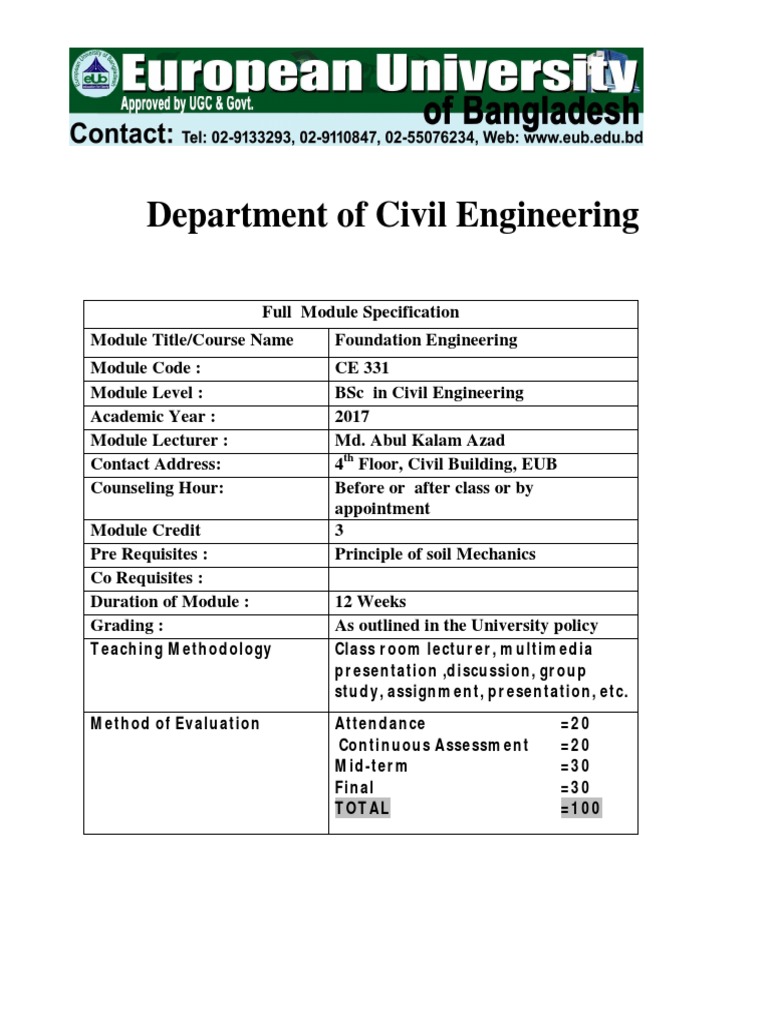 Department of Civil Engineering | PDF | Geotechnical Engineering ...