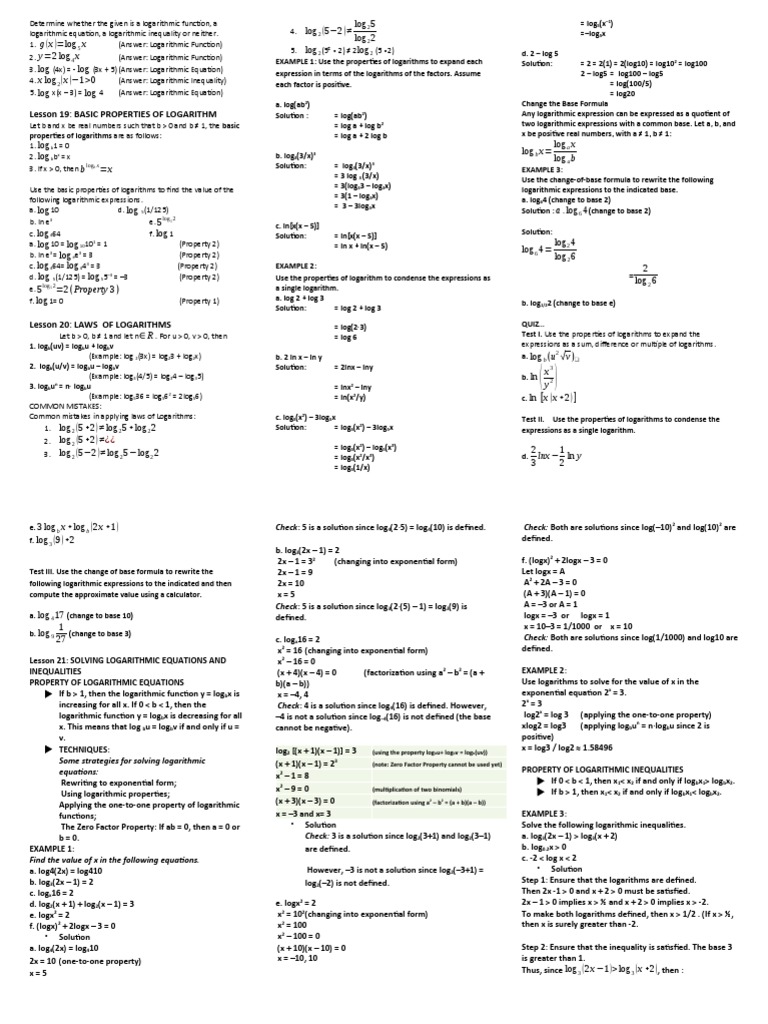Determine Whether The Given Is A Logarithmic Function | PDF | Logarithm | Exponential Function