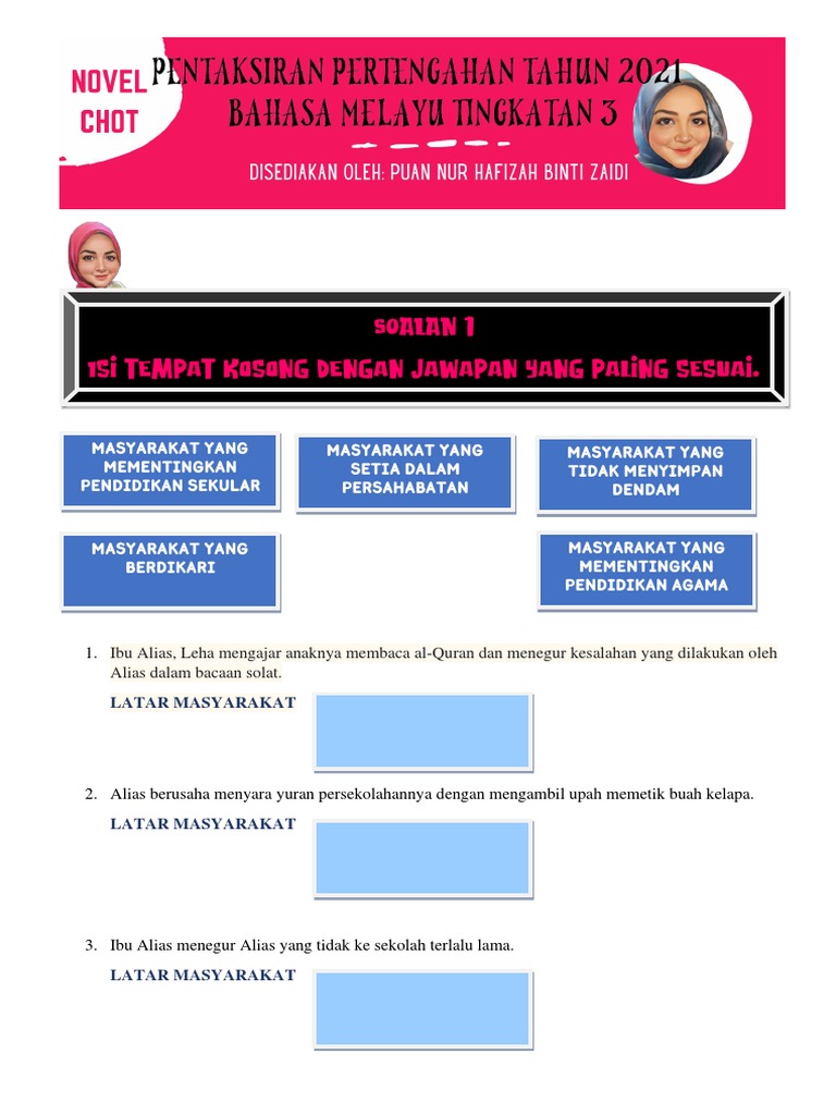 Soalan 1 & 2 PPT Novel Chot | PDF