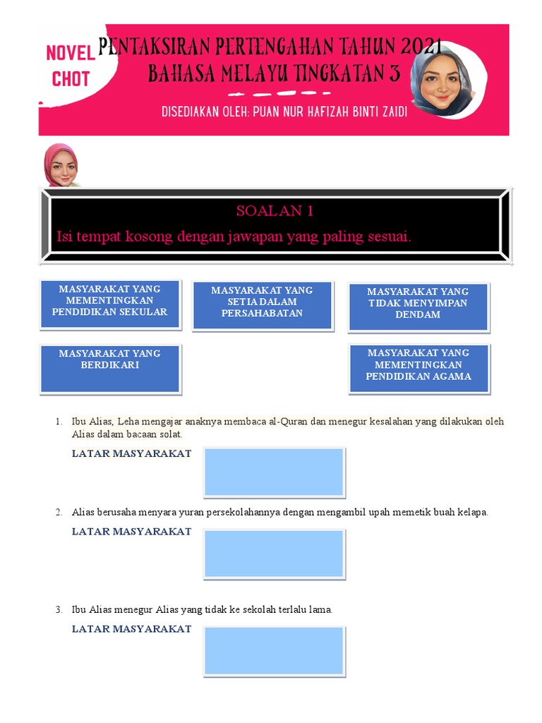 Soalan Novel Chot PPT 2021 | PDF