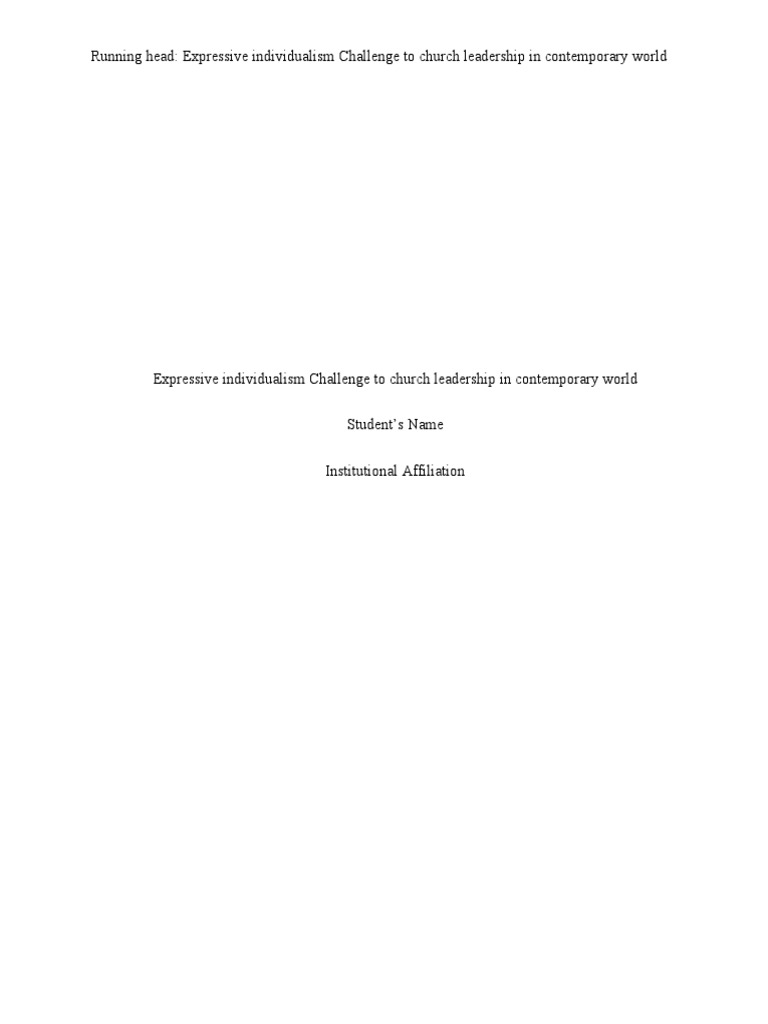 Expressive Individualism | PDF | Individualism | Christian Church