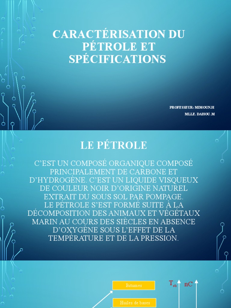 Caractérisation et Composition du Pétrole | PDF | Sulfure | Pétrole