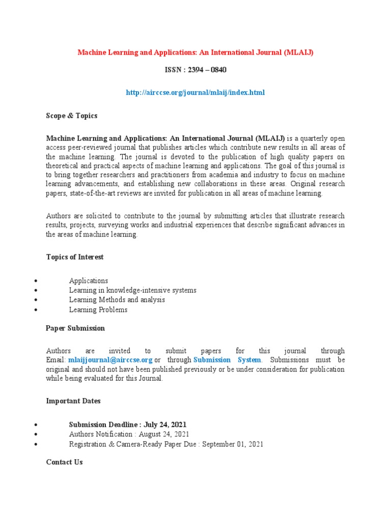 Machine Learning Journal Submission Guide | PDF | Art | Computers