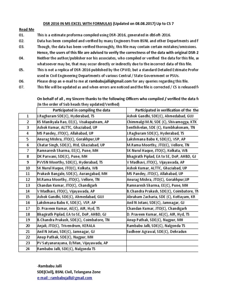 DSR 2016 in Ms Excel | PDF | Lead | Soil