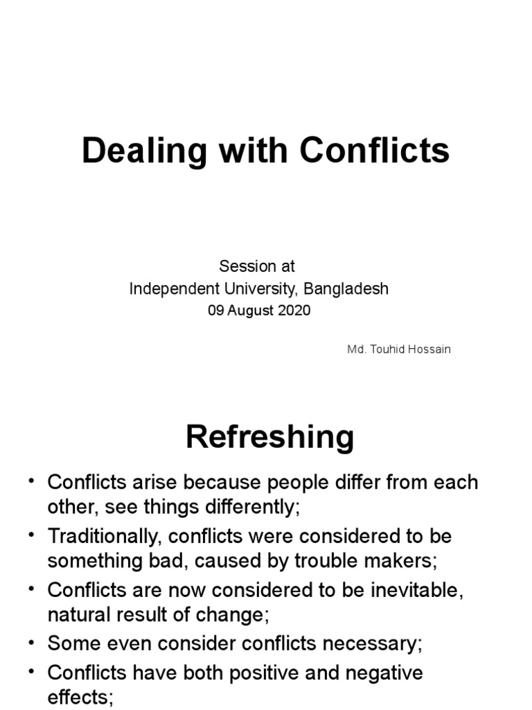 Dealing With Conflicts | PDF | Conflict Resolution | Human Nature