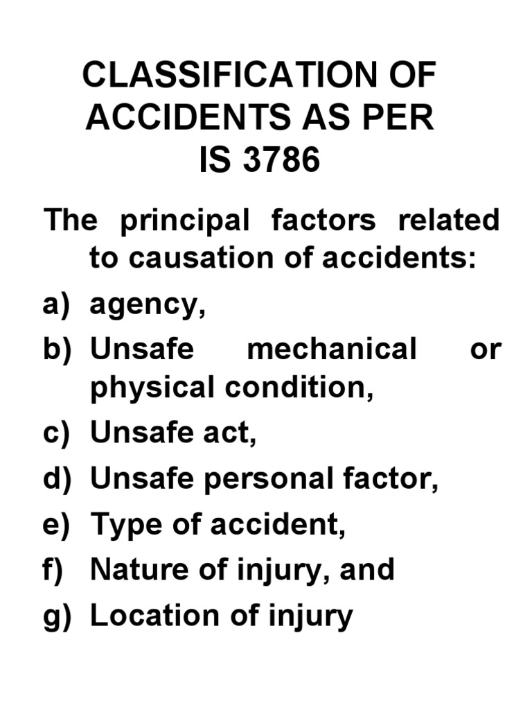 IS 3786 Accident Classification Guide | PDF | Injury | Nature