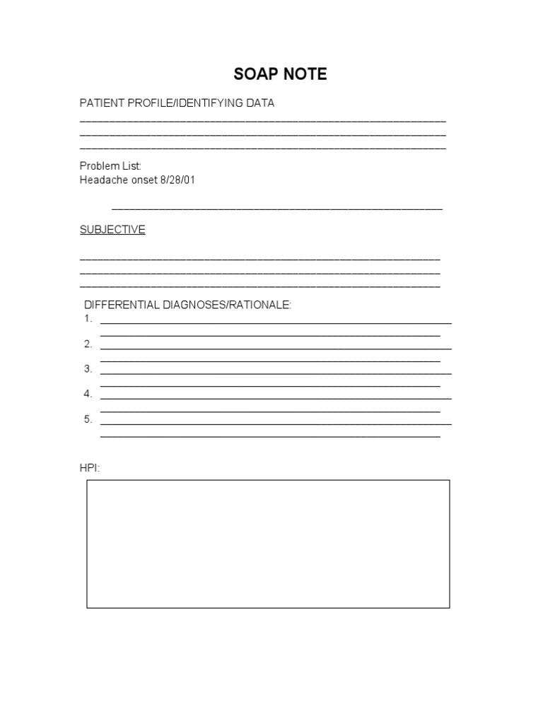 Soap Note Template 03 | PDF | Headache | Diseases And Disorders