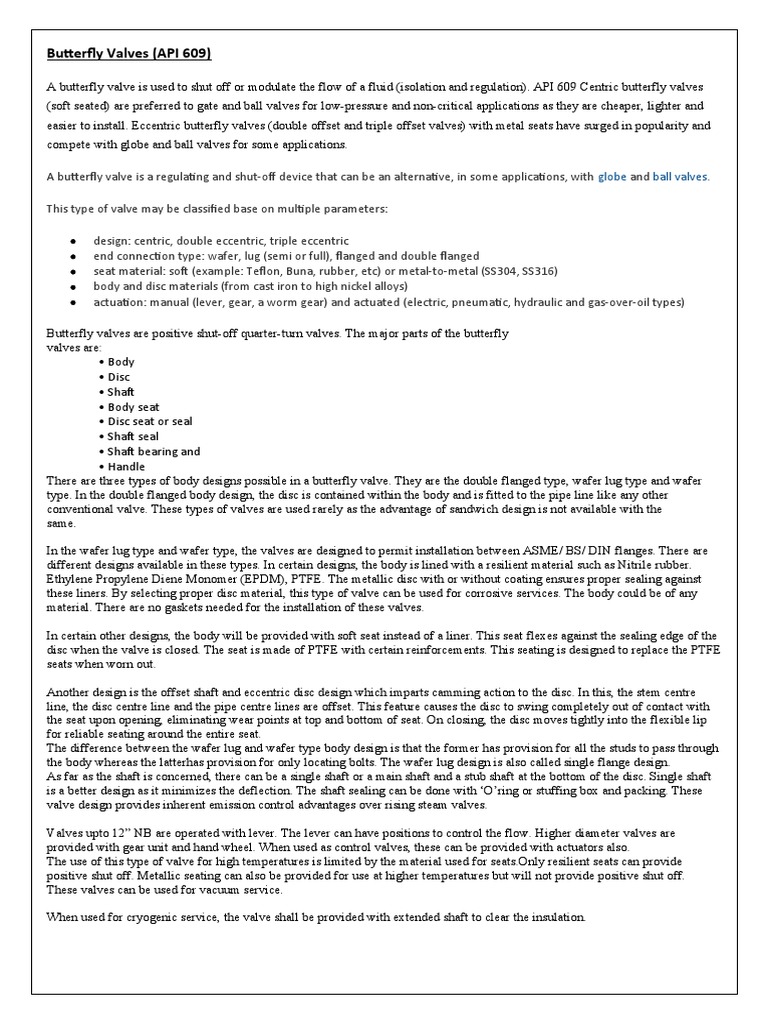 Butterfly Valves (API 609) | PDF | Stainless Steel | Steel