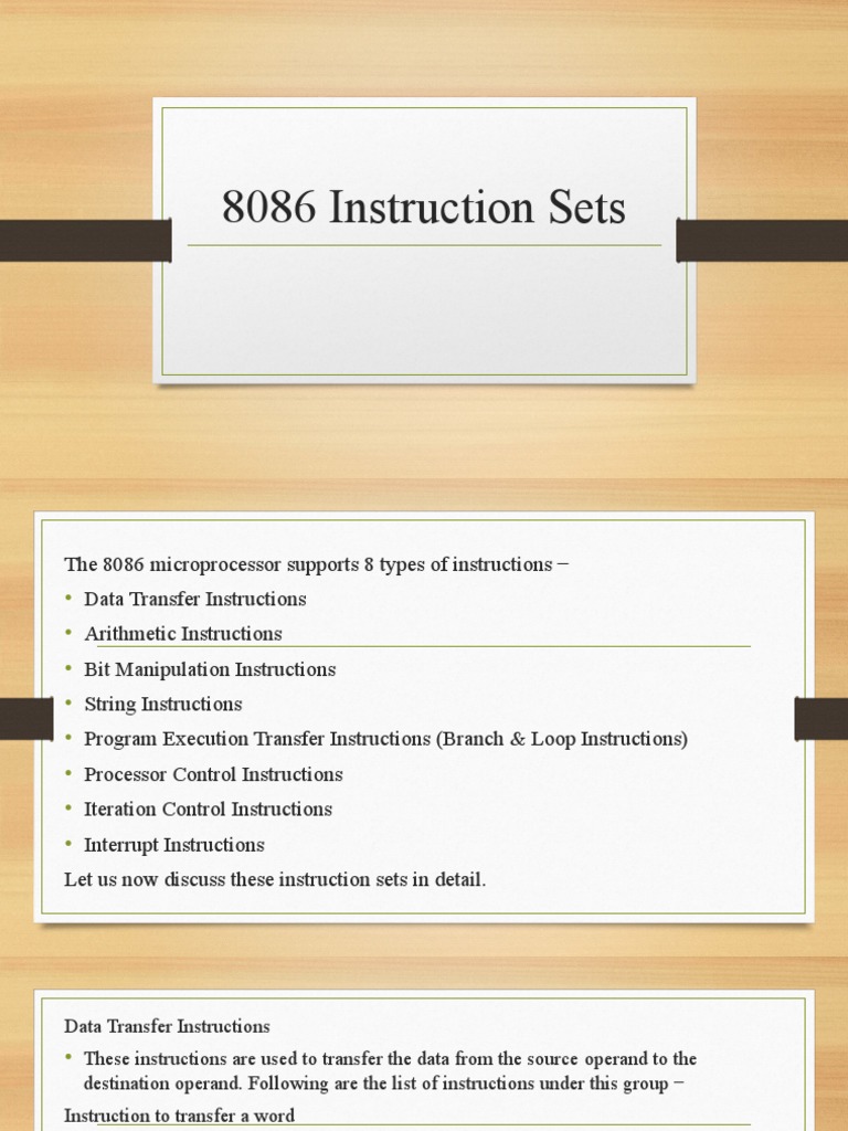 8086 Instruction Sets | PDF | Byte | Bit