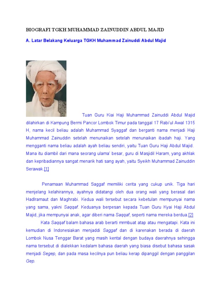 Biografi TGKH Muhammad Zainuddin Abdul Majid | PDF