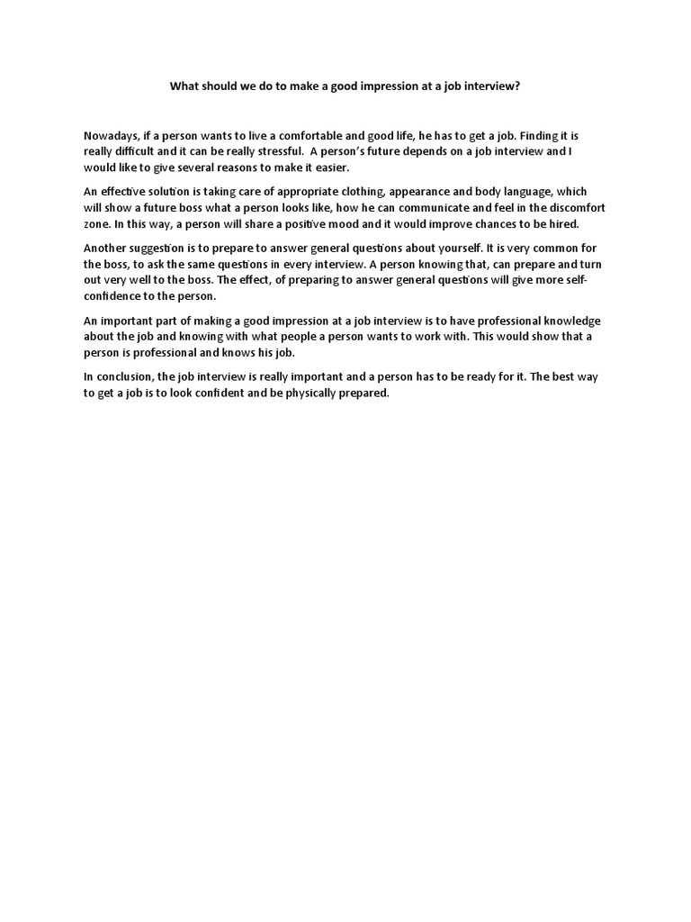Tips for Making a Great Job Interview Impression | PDF
