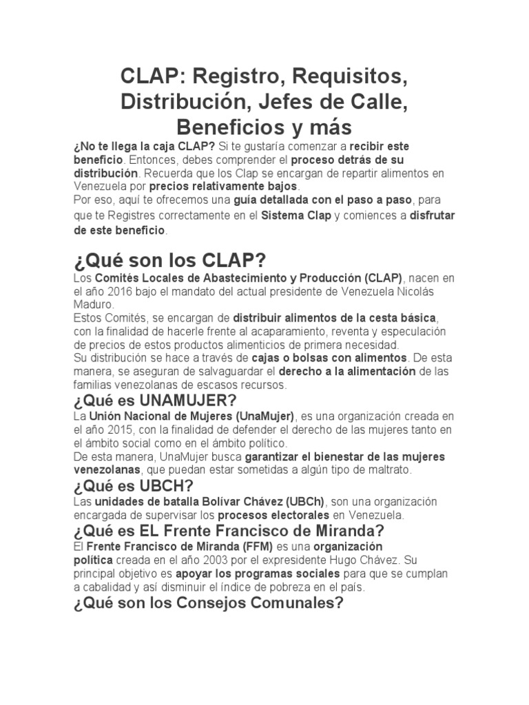Informacion CLAP | PDF | Venezuela | Alimentos