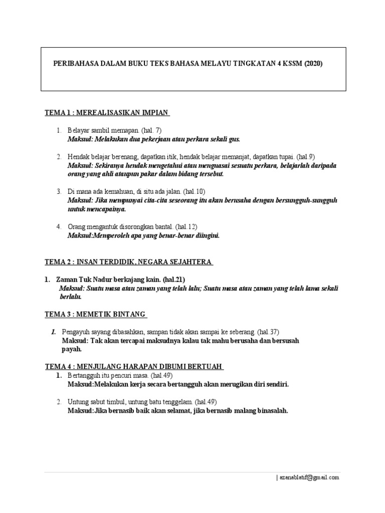 Koleksi Peribahasa Buku Teks Ting 4 | PDF