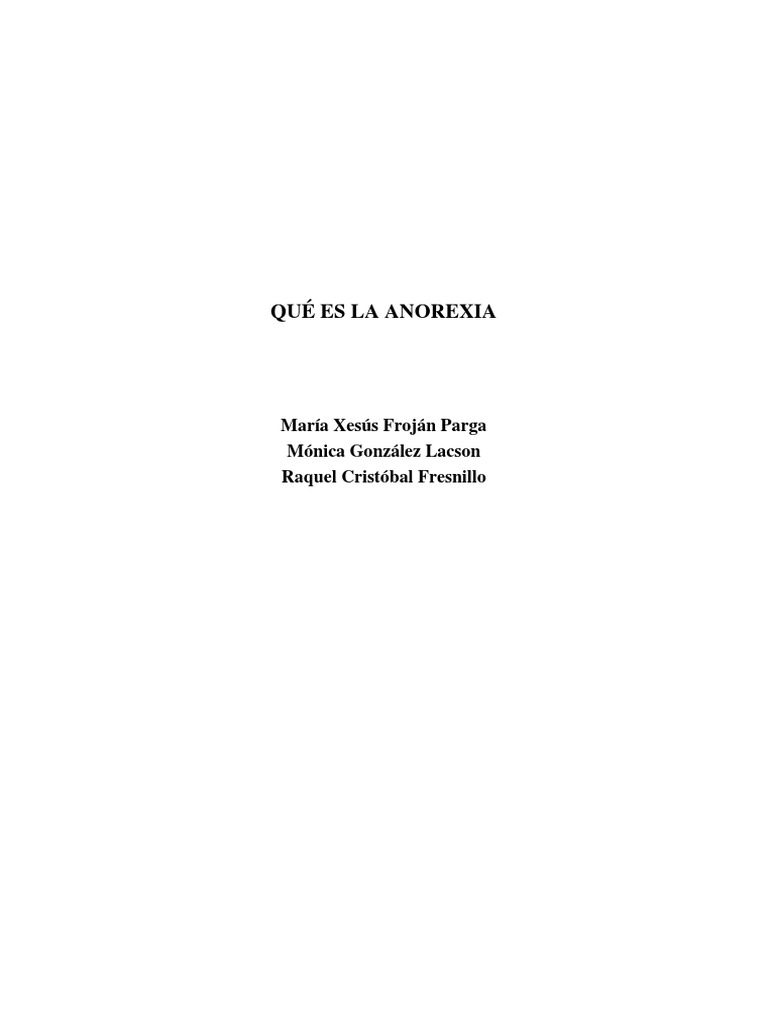 Comprendiendo la Anorexia: Definición y Tratamiento | PDF | Anorexia ...