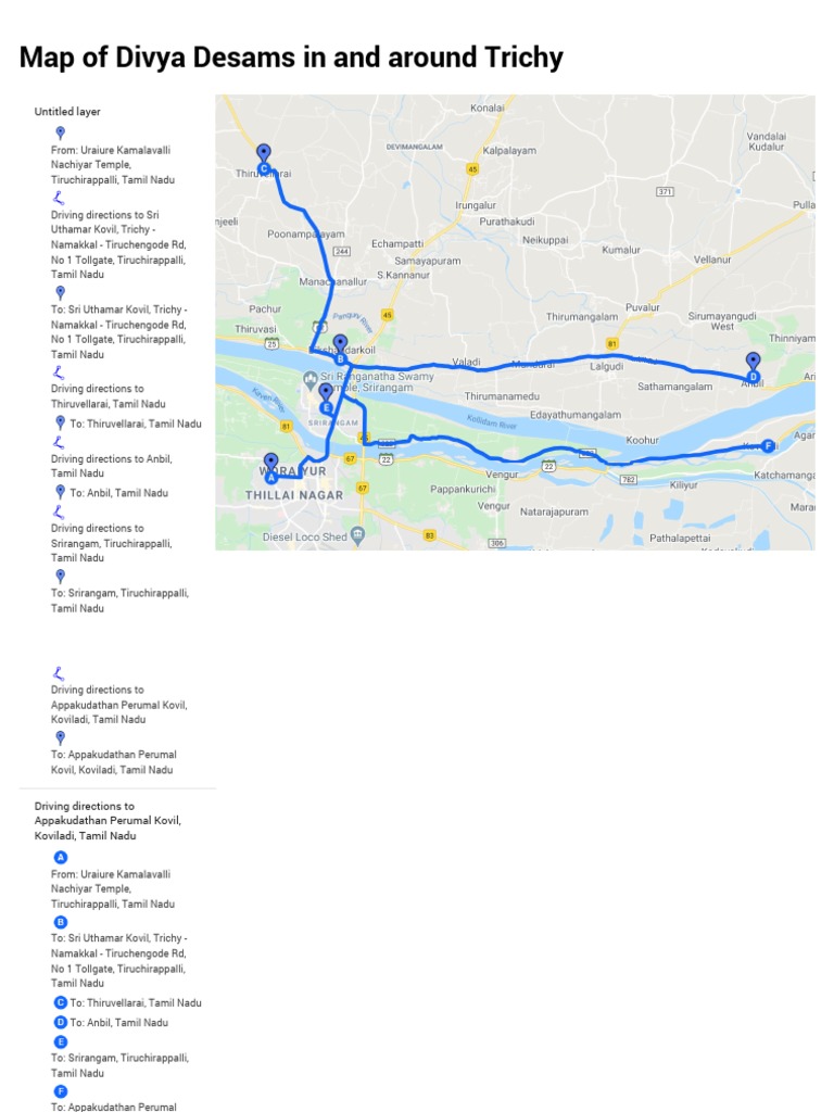 Trichy Divya Desam Route Map | PDF | Religion & Spirituality