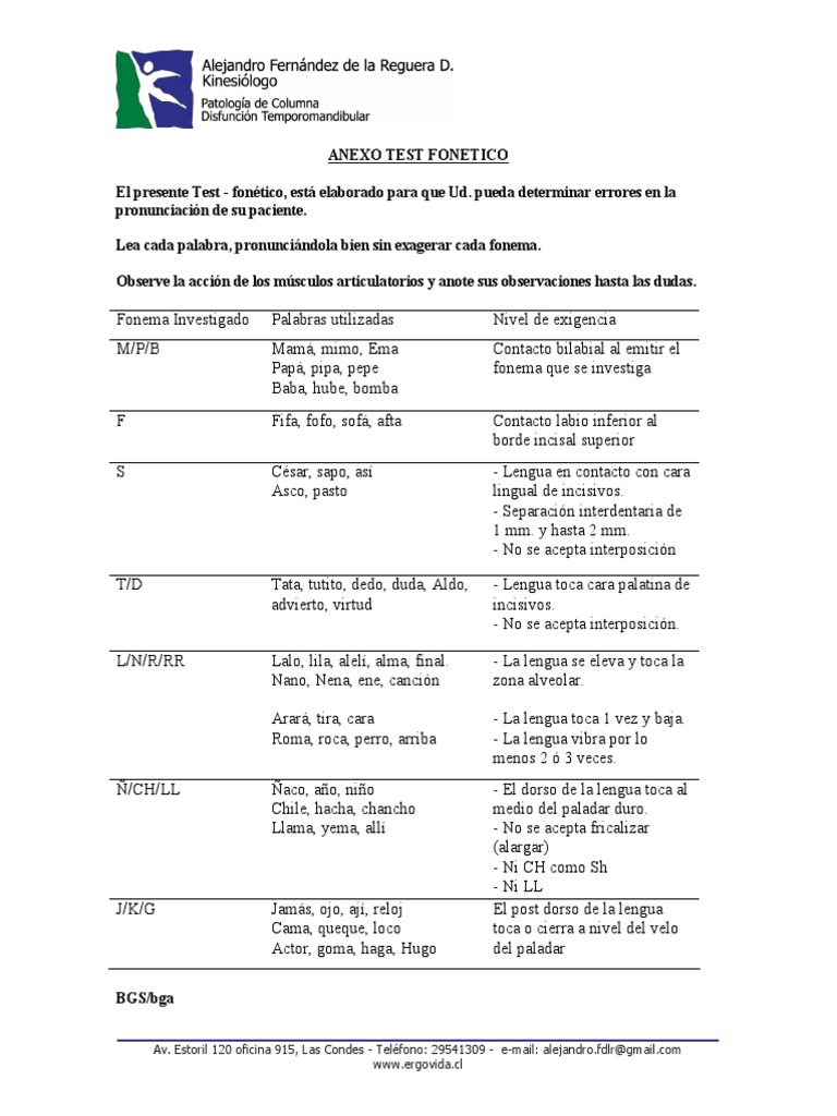 Anexo Test Fonetico | PDF | Fonética | Comunicación humana